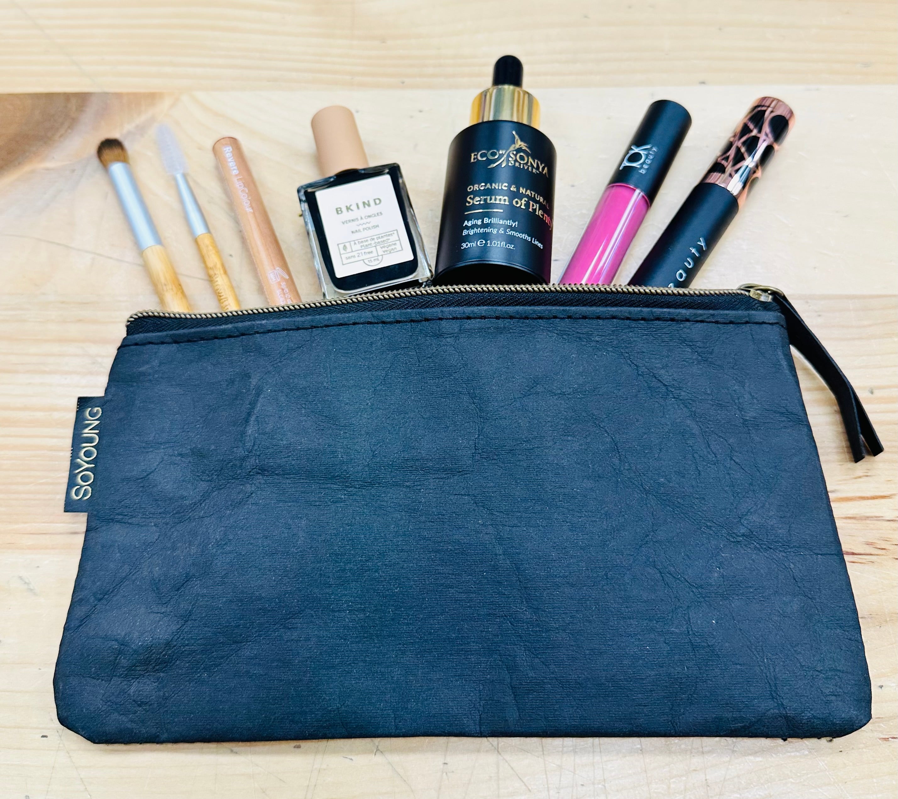 Tan & Black Washable Paper Essentials Pouch | Eco-Friendly & Stylish ...
